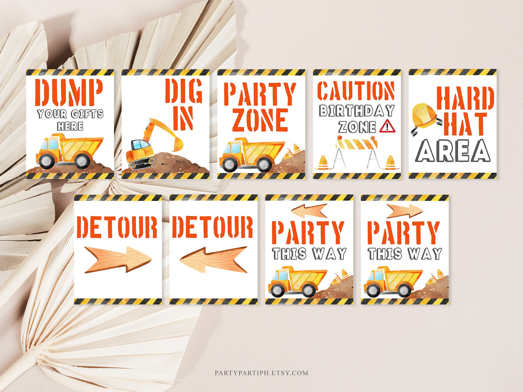 Editable Construction Party Signs Template Dump Gifts Here Dig in Party ...