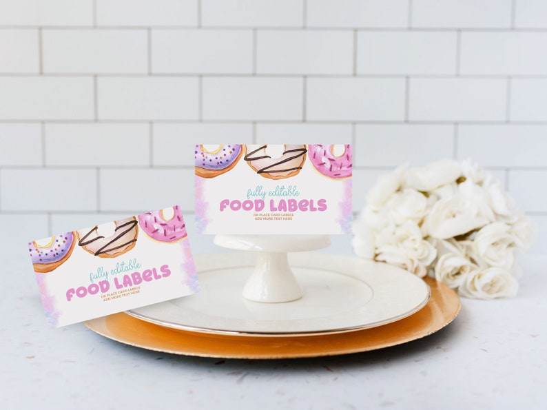 Editable Donuts Place Cards Template Buffet Food Cards Table Seating ...