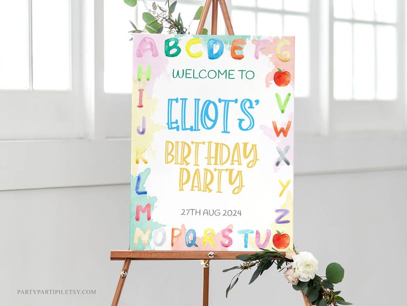 EDITABLE Alphabet Letters Birthday Welcome Sign Template Party ...