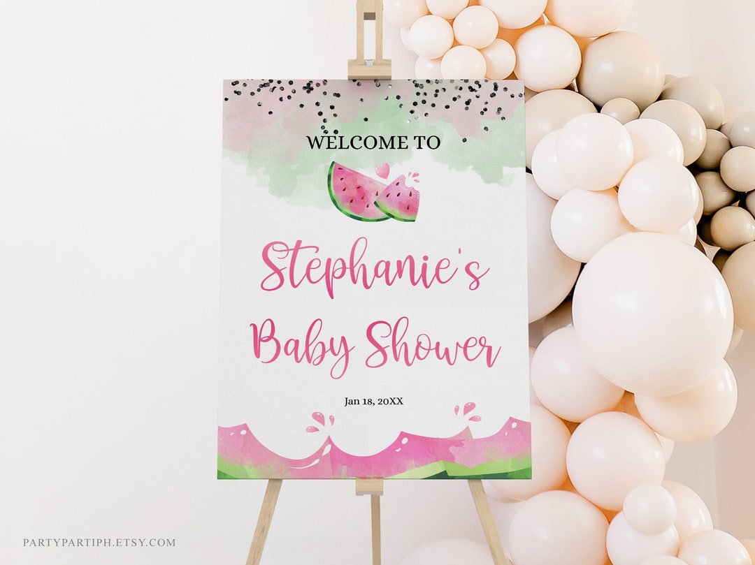 Editable Watermelon Baby Shower Welcome Sign Template Sweet Watermelon ...