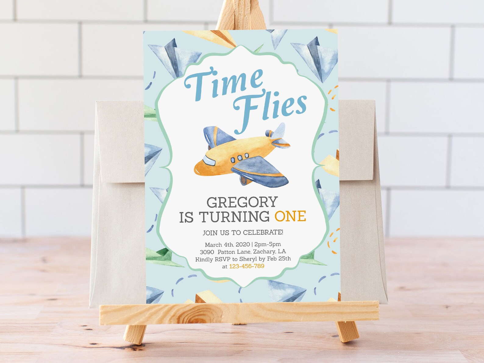 Editable Airplane Birthday Invitation Blue and White Aircraft - Etsy