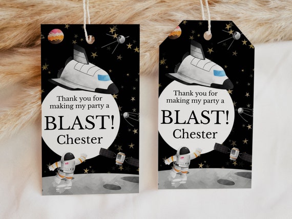 Editable Astronaut Birthday Favor Tags, Astronaut Space Gift Tags ...