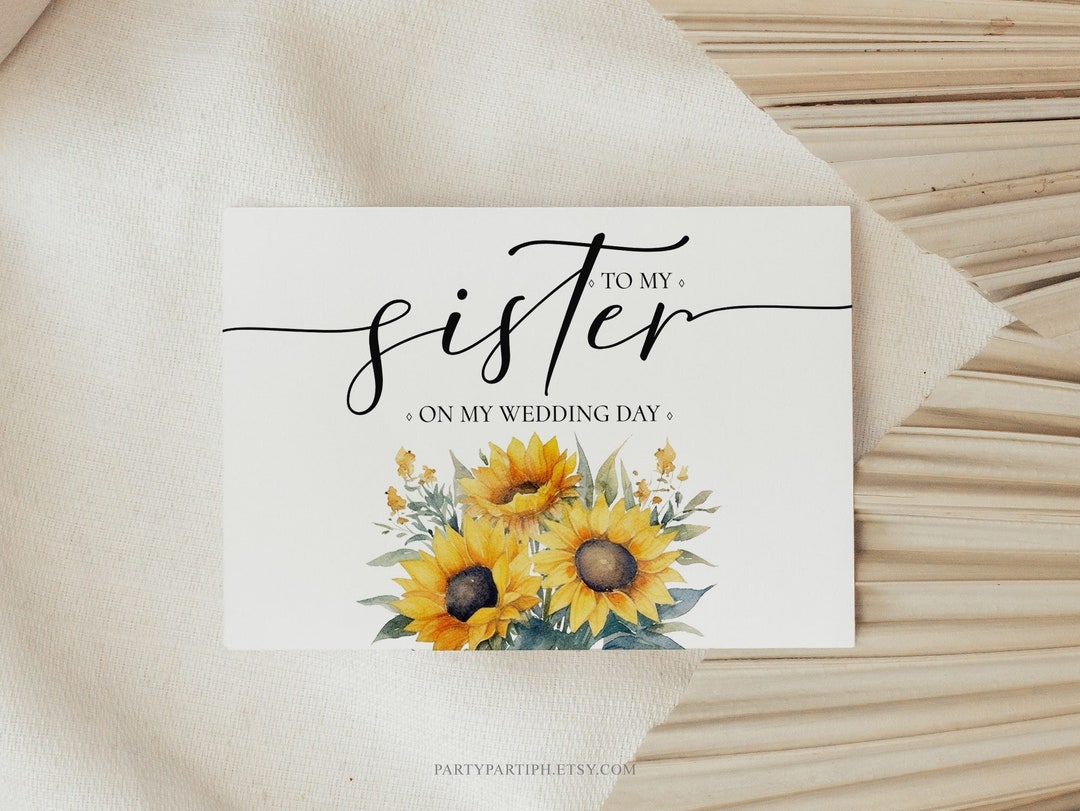 EDITABLE Sunflower Wedding Note Card Template to My Sister Note Card ...