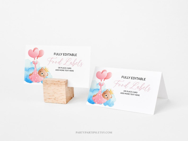 EDITABLE Teddy Bear Place Cards Template Instant Download Table Name ...