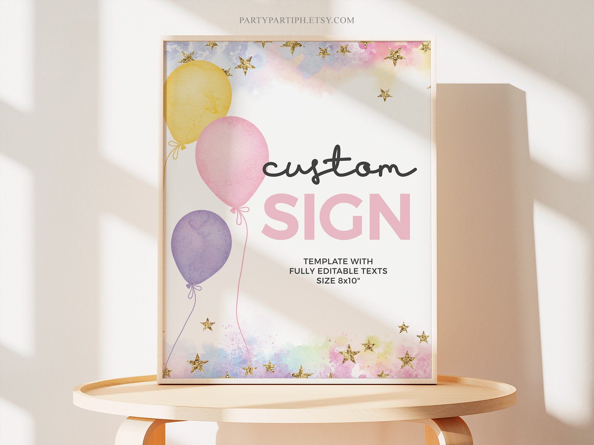 Editable Balloon Custom Sign Balloon Birthday Table Sign Instant ...