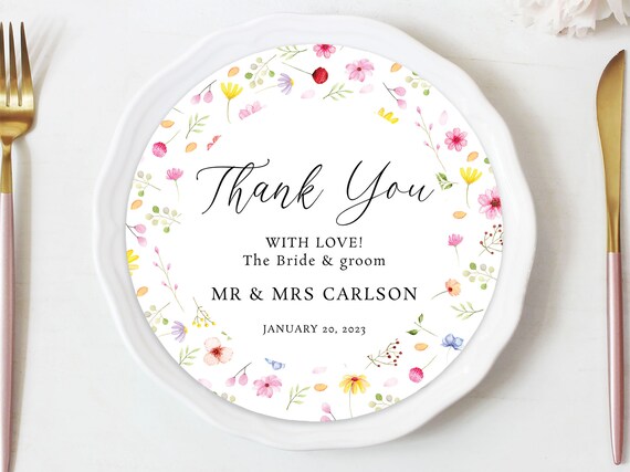 EDITABLE Wildflowers Wedding Charger Plate Insert, Botanical Flowers ...