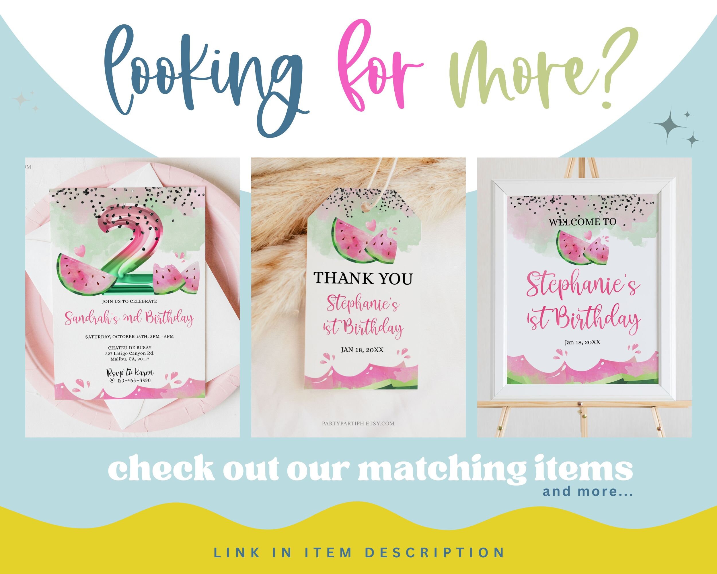 Watermelon Birthday Thank You Tags Pink Favor Gift Tags One in a Melon ...