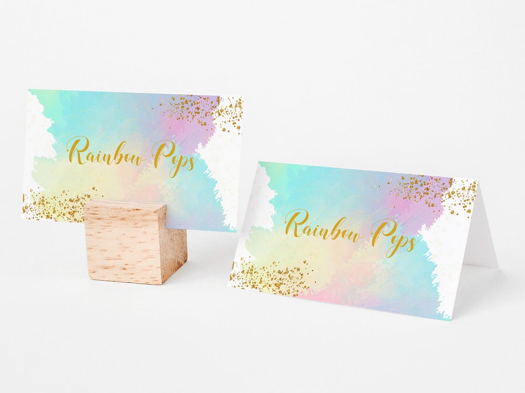 Editable Rainbow Watercolor Place Cards Template Instant Download Table ...
