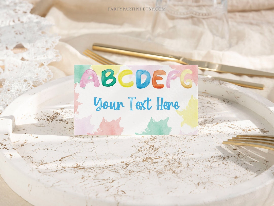 Editable Alphabet Place Cards Template Alphabet Birthday Buffet Food ...