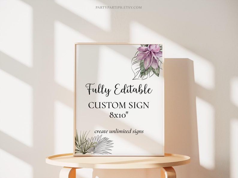 EDITABLE Magnolia Custom Table Sign 8x10 Template Purple Magnolia ...
