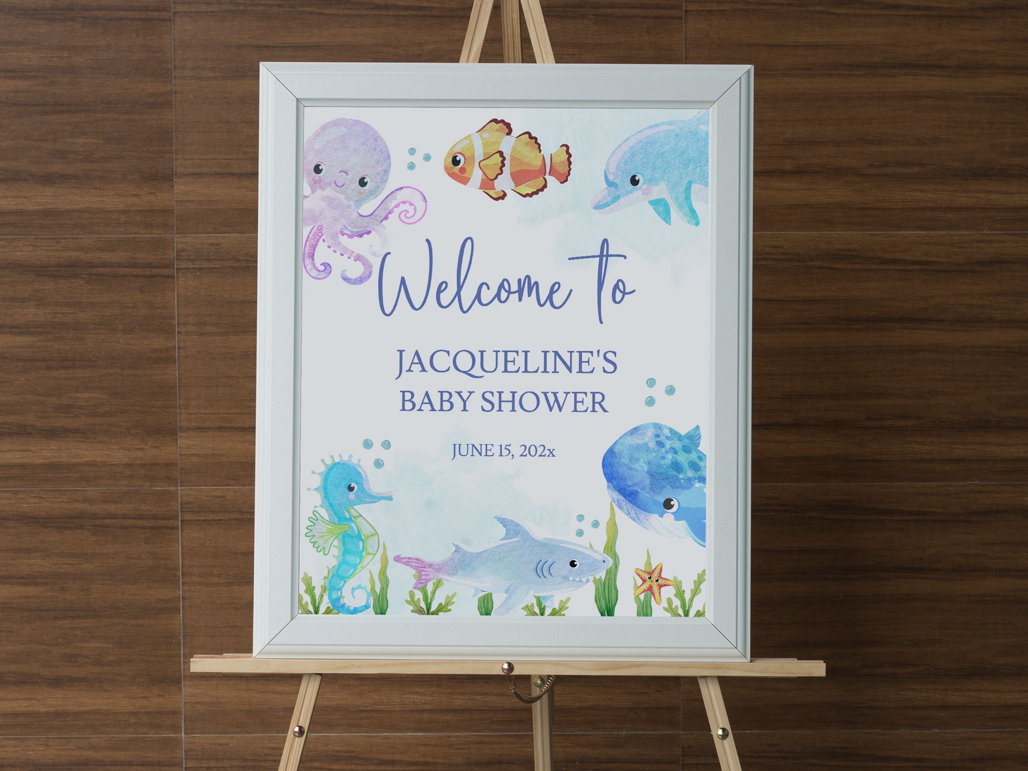 EDITABLE Under the Sea Baby Shower Welcome Sign, Nautical Theme Welcome ...