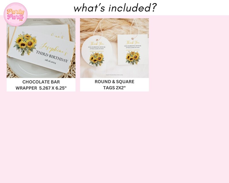 Editable Sunflower Birthday Party Invitation Template Bundle Yellow ...