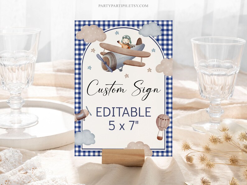 Editable Airplane Birthday Party Custom Table Signs Template Instant ...