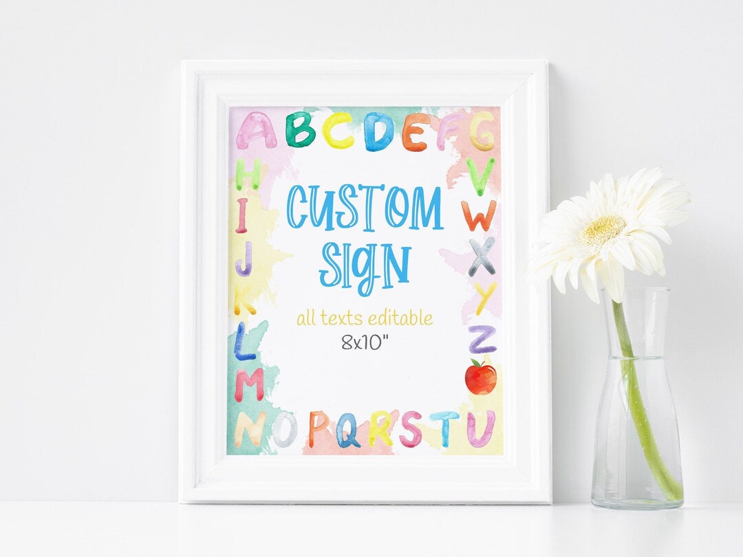 Editable Alphabet Custom Sign Alphabet Birthday Table Sign - Etsy