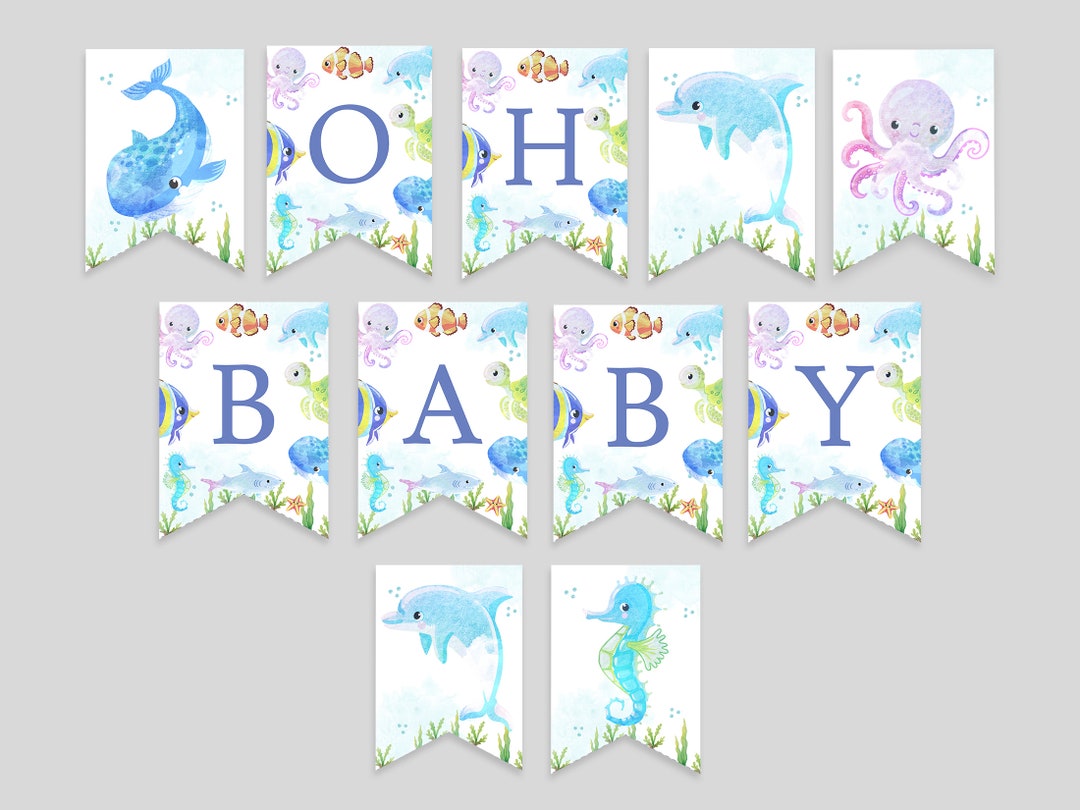 EDITABLE Under the Sea Banner Printable Template Oh Baby Ocean Baby ...