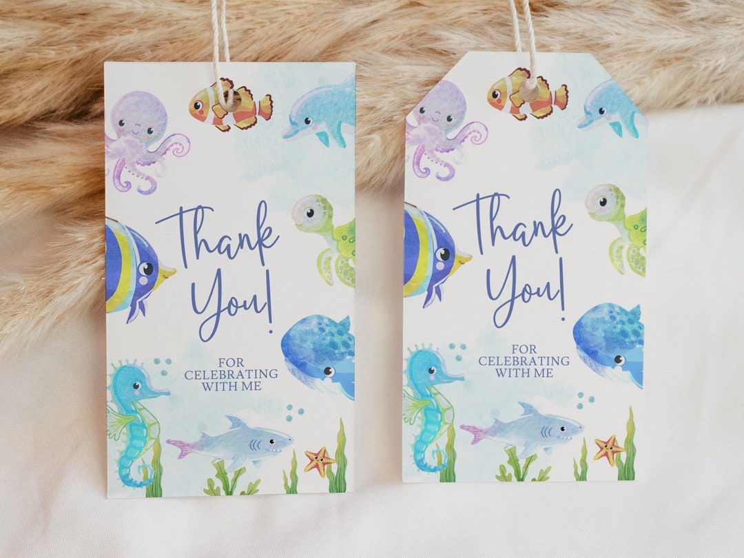 EDITABLE Under the Sea Thank You Tags Nautical Theme Gift Tags Thank ...
