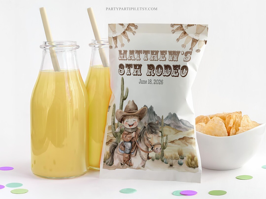 Editable Cowboy Chip Bag Printable Template Rodeo Rustic Cowboy Candy ...