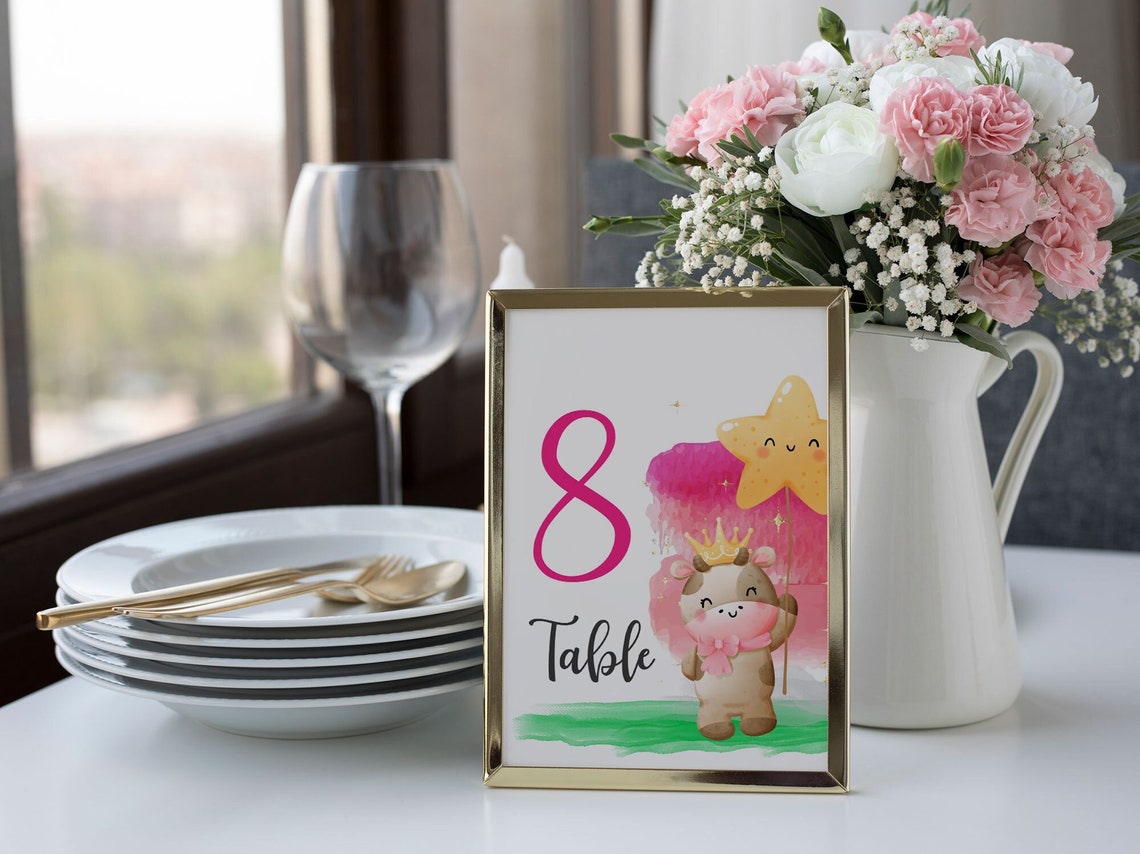 EDITABLE Cow Baby Shower Table Numbers Template It's a - Etsy