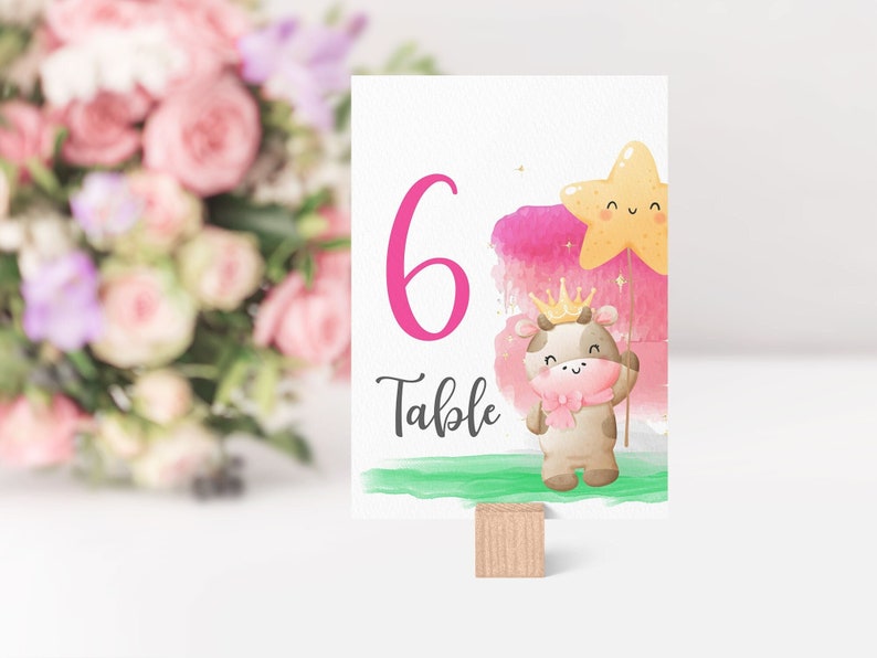 EDITABLE Cow Baby Shower Table Numbers Template It's a Girl Cow Farm ...