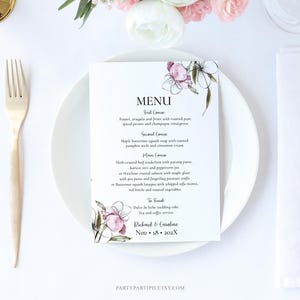 EDITABLE Magnolia Menu Card 5x7" Template Summer Floral Menu Dinner ...