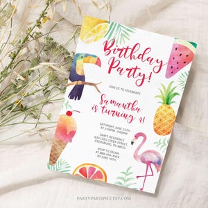 Editable Tropical Birthday Thank You Tags Template Flamingo Gift Tags ...