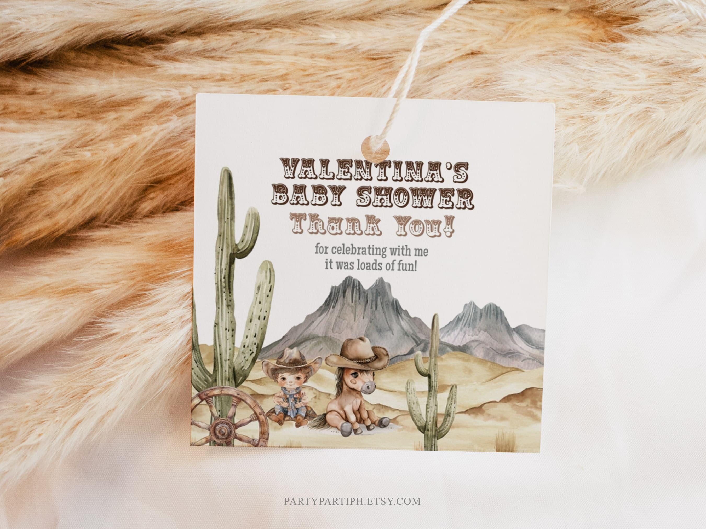 EDITABLE Cowboy Round Baby Shower Favor Tag Template Rodeo Cowboy Gift ...