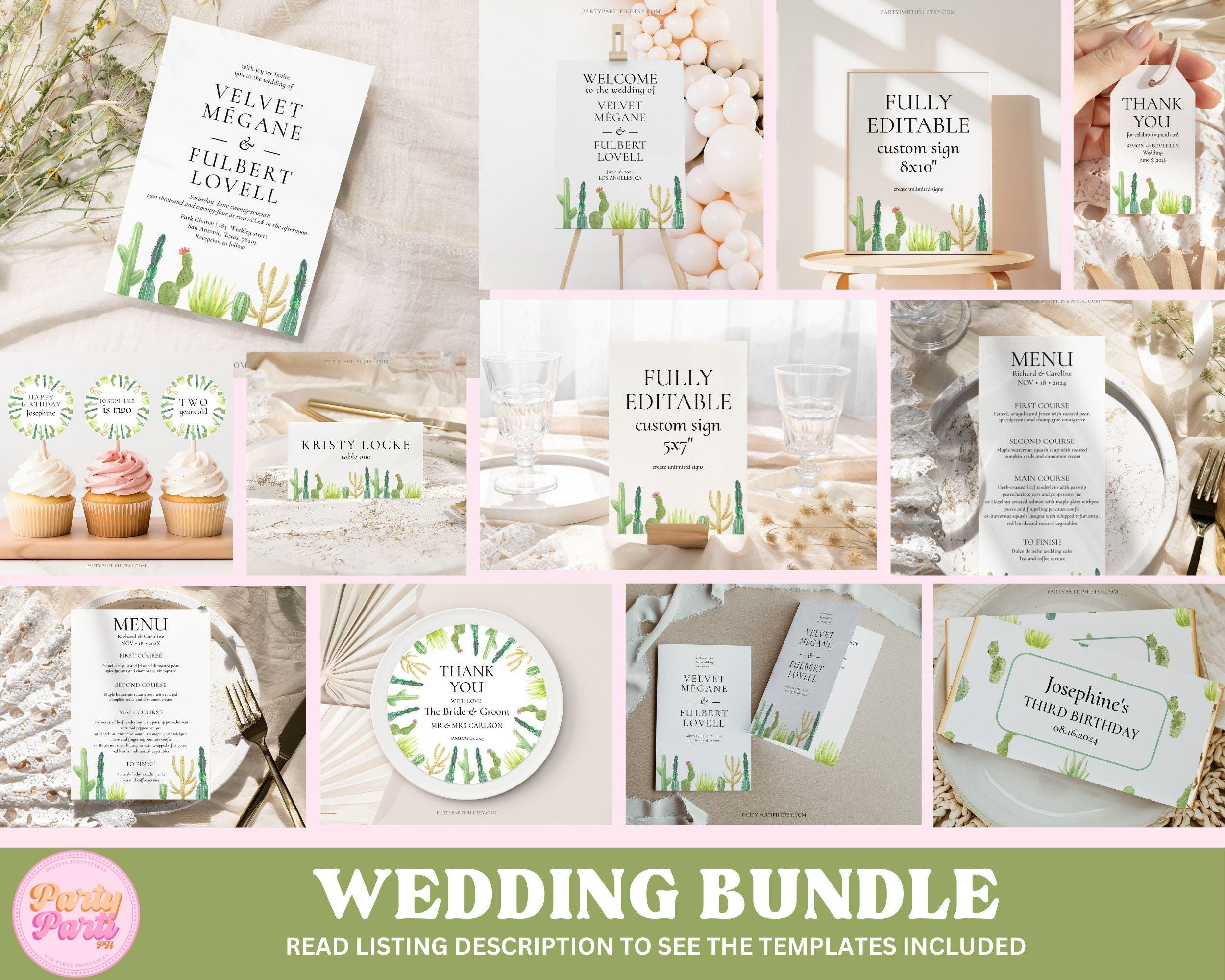 Editable Cactus Wedding Table Numbers Template Desert Cactus Table ...