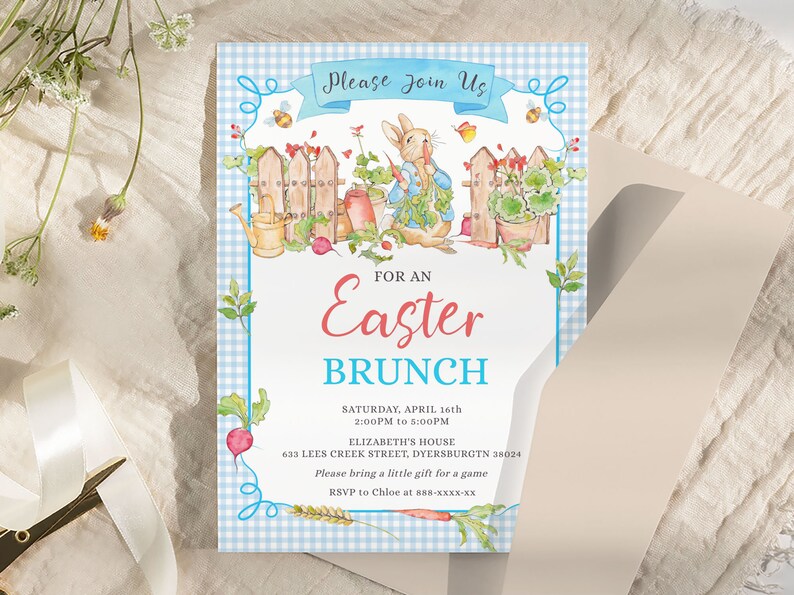 Editable Peter Rabbit Easter Brunch Party Invitation Template Instant ...