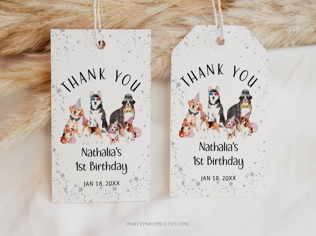 Editable Puppy Birthday Favor Tag Dog Favor Tag Puppy Girls Birthday ...