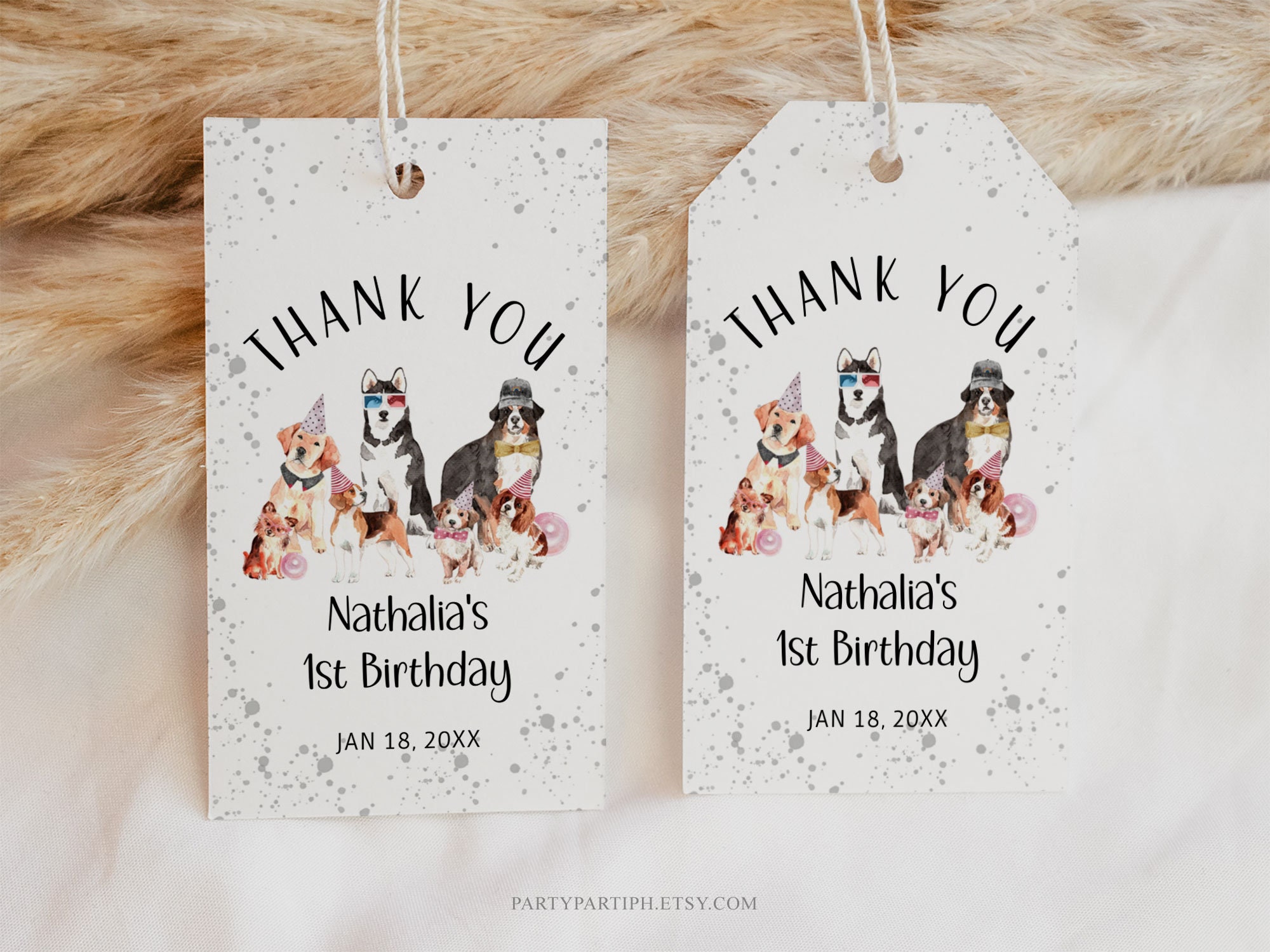 Editable Puppy Birthday Favor Tag Dog Favor Tag Puppy Girls Birthday ...