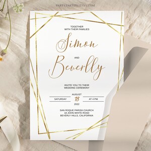 Editable Gold Wedding Invitation Set Template Instant Download Gold ...