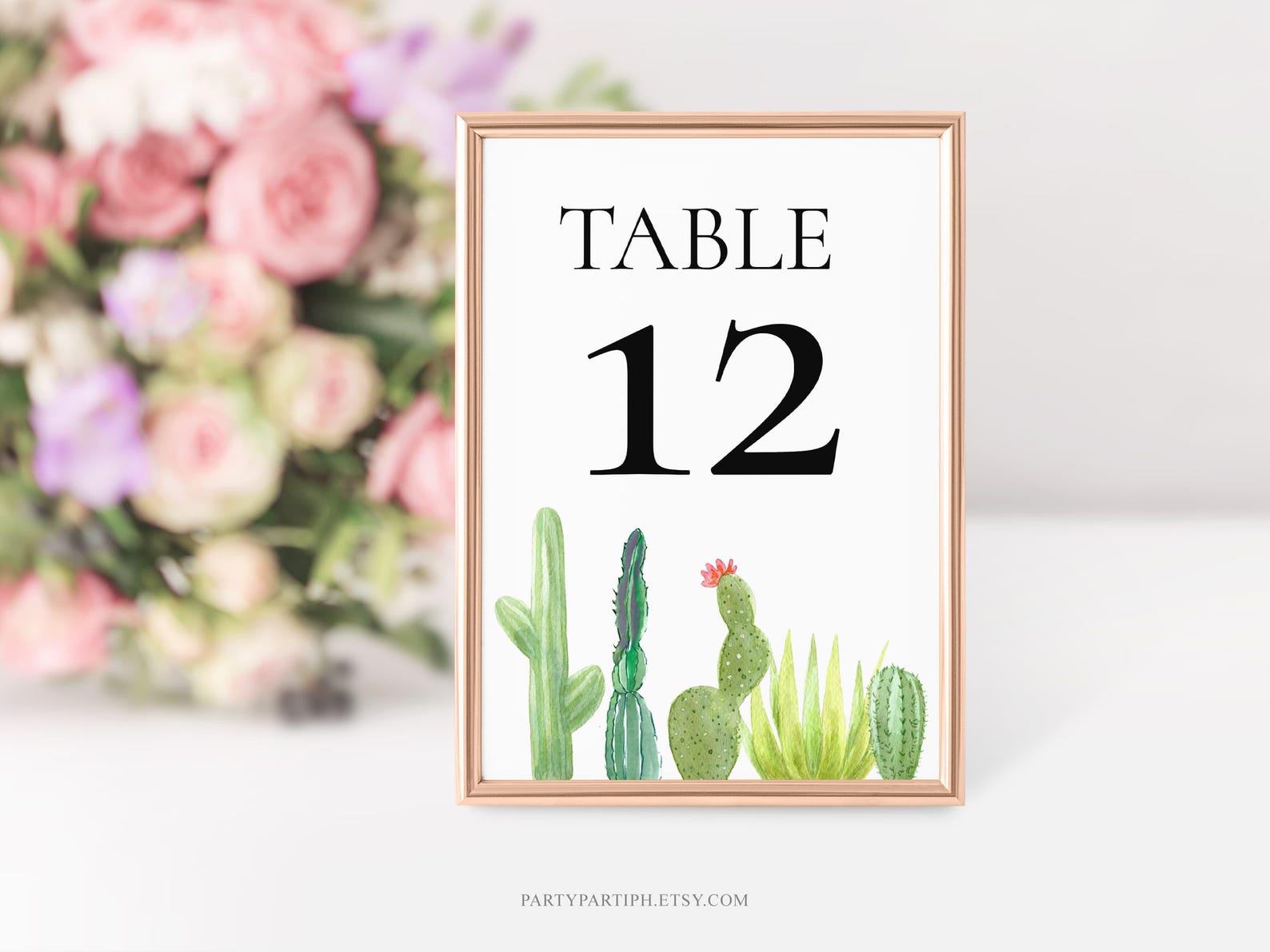 Editable Cactus Wedding Table Numbers Template Desert Cactus Table ...