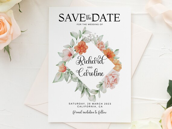 Best Save the Date Printable Card Chic Boho Rustic Wedding Bohemian ...