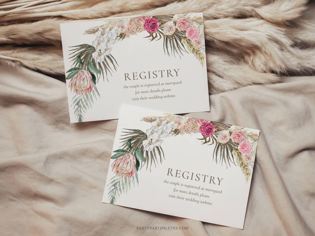 EDITABLE Boho Wedding Registry Card Template Bridal Shower Registry ...
