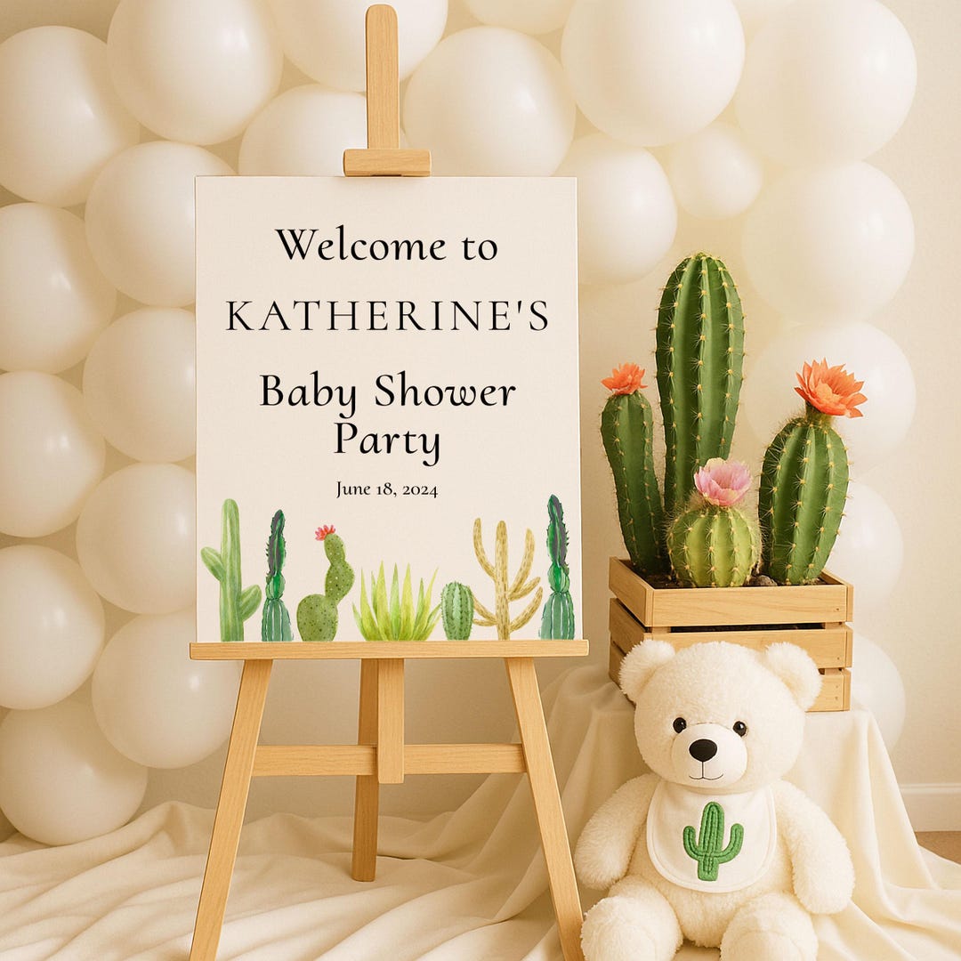 Cactus Baby Shower Welcome Sign, Printable Poster 16x20" 18x24" 24x36 ...