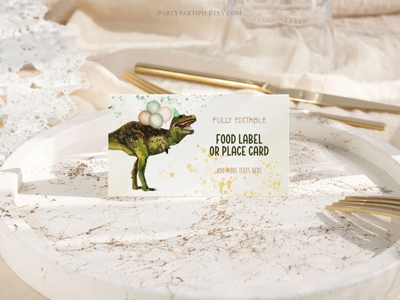 Editable Dinosaur Place Cards Template Instant Download Table Name ...