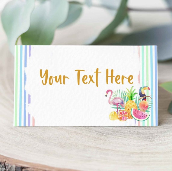 Editable Tropical Food Cards Buffet Label, Flamingo Food Labels, Table ...