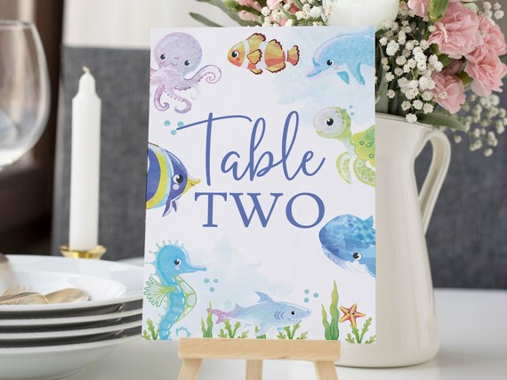 EDITABLE Under the Sea Table Numbers, Pastel Nautical Theme Table ...