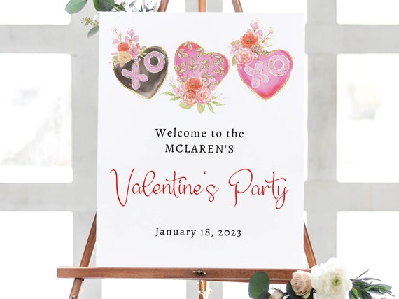 EDITABLE Valentine's Day Welcome Sign Poster Template Pink Hearts ...