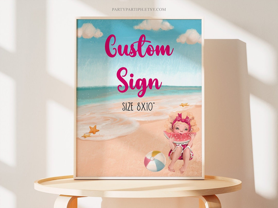 Editable Beach Birthday Party Custom Table Signs Template Instant ...