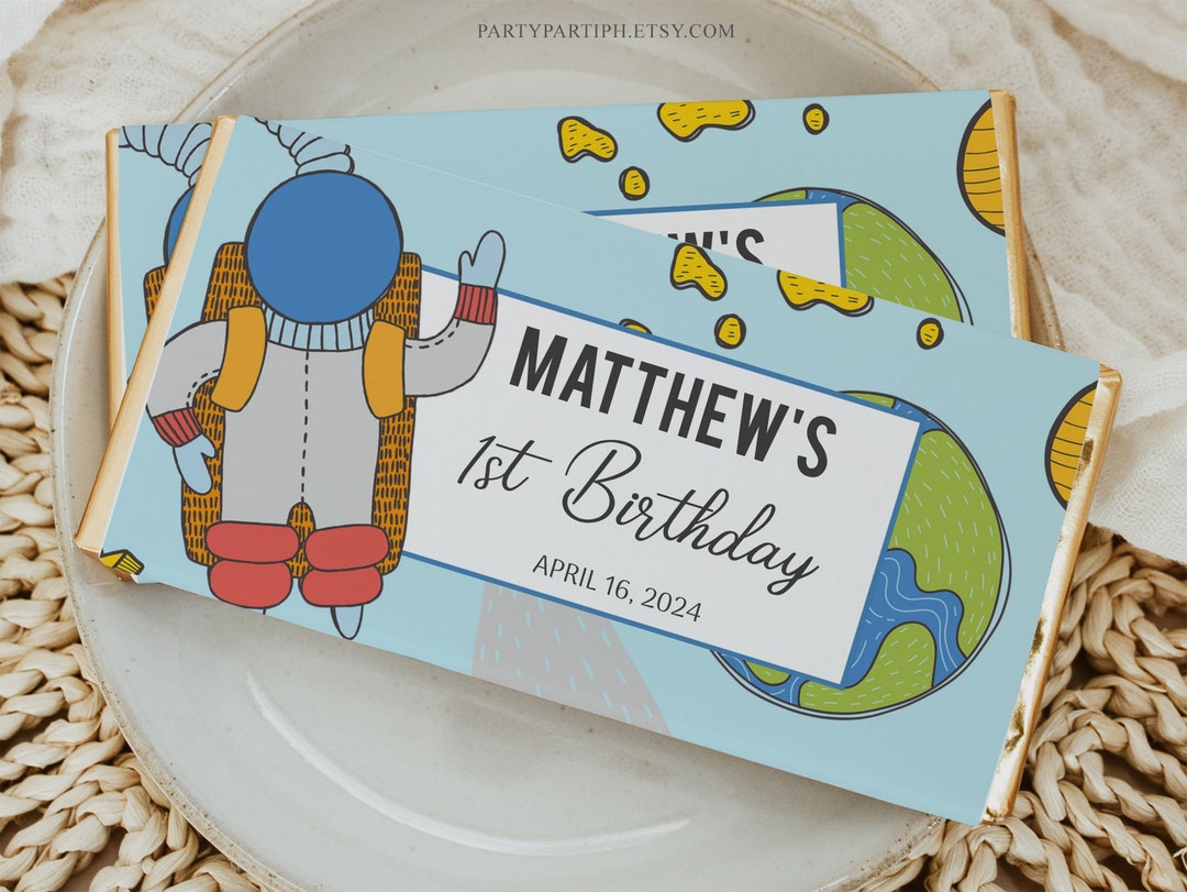 EDITABLE Astronaut Space Chocolate Wrapper for Hershey Chocolate Bar ...