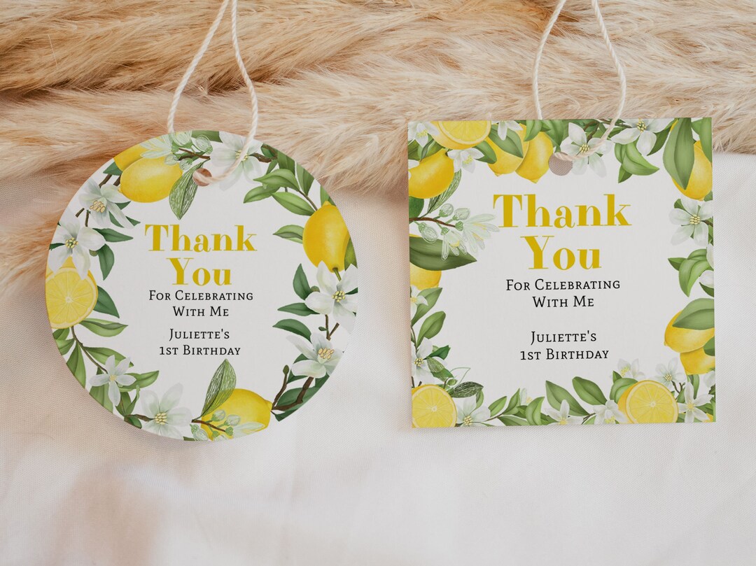 EDITABLE Fresh Lemon Round Favor Tag Lemon Squeeze Gift Thank You Tags ...