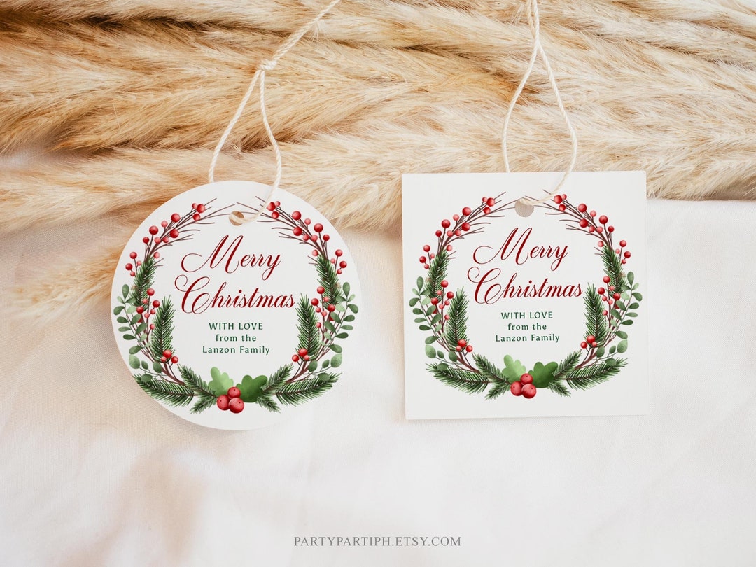 Editable Christmas Thank You Tags Holiday Gift Tags Merry Christmas ...
