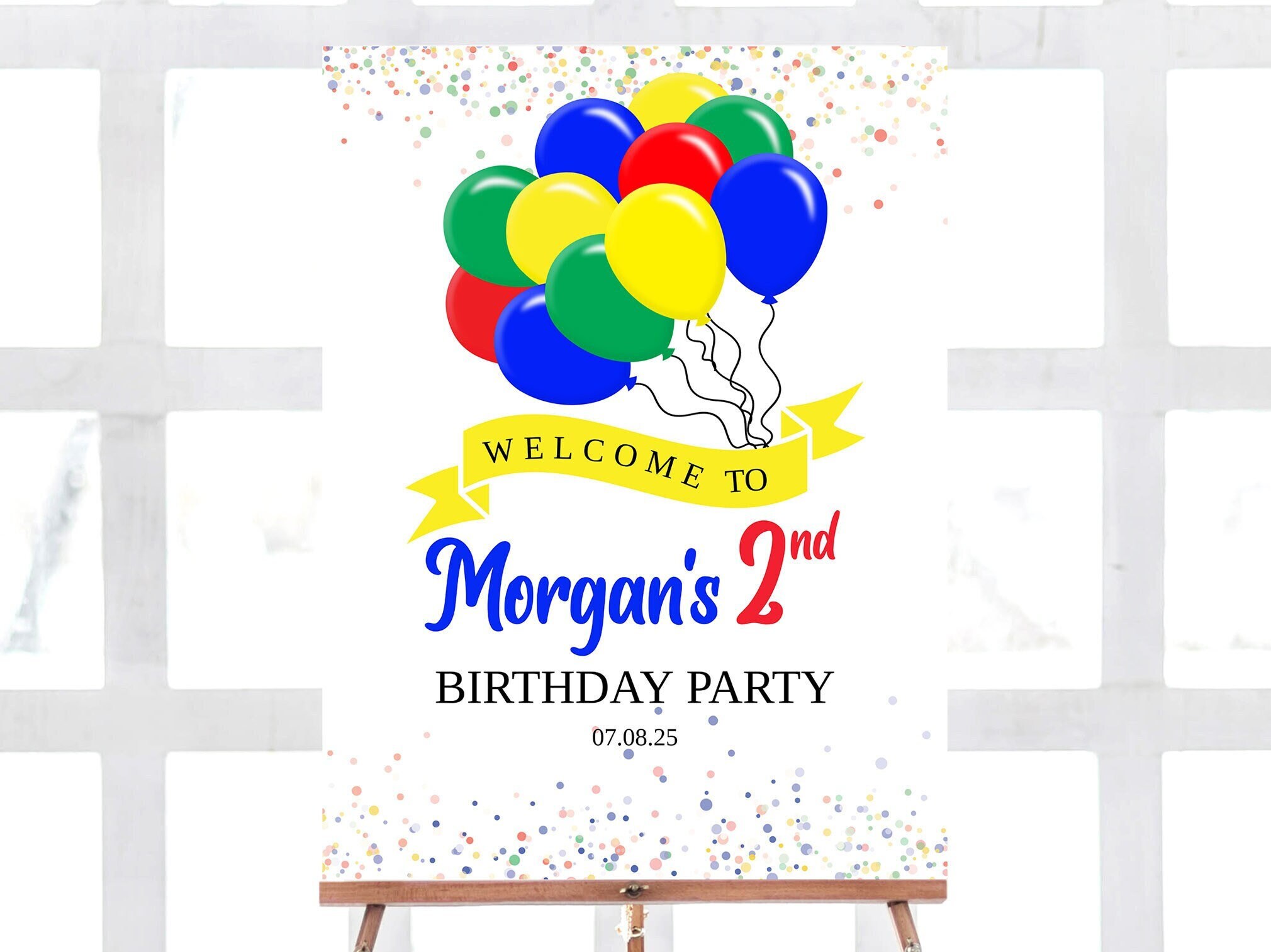 Editable Primary Color Balloons Welcome Sign Template Balloons Birthday ...