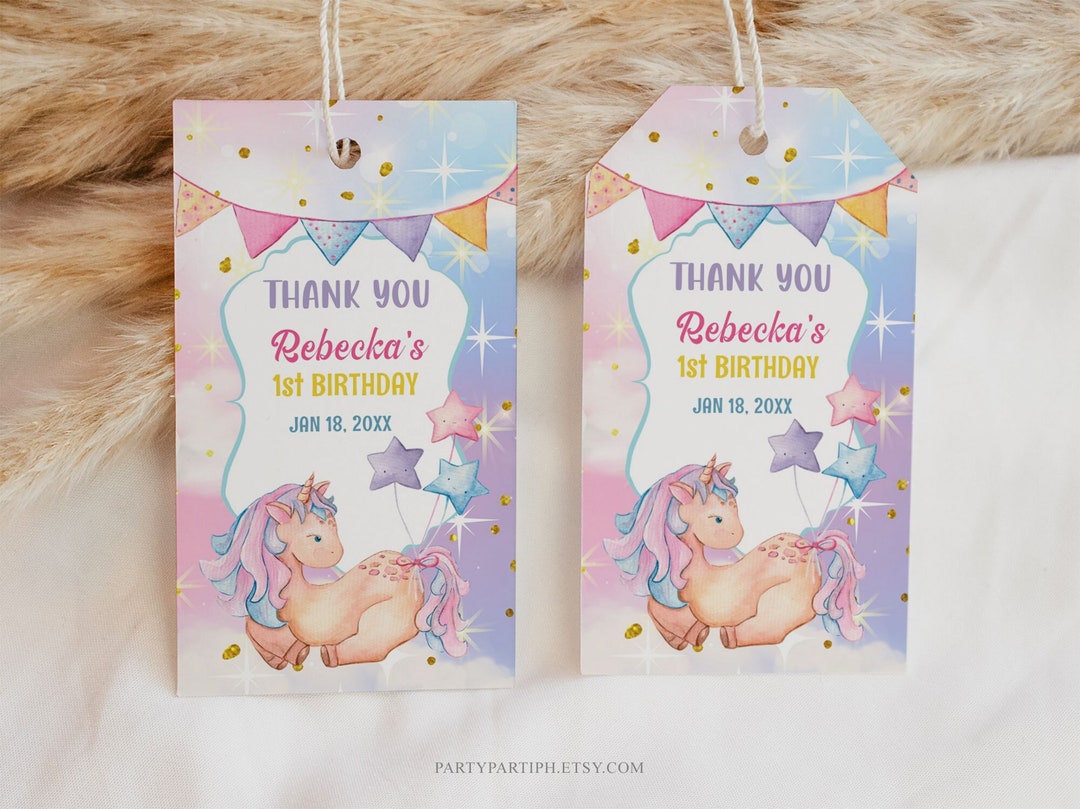 Rainbow Unicorn Birthday Gift Tags Rainbow Favor Gift Tags Party Favor ...