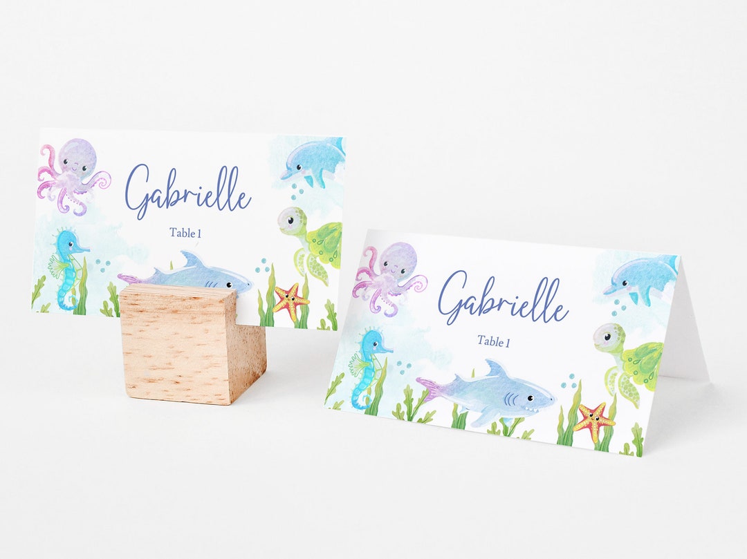 EDITABLE Under the Sea Food Cards Buffet Label Nautical Theme Place ...