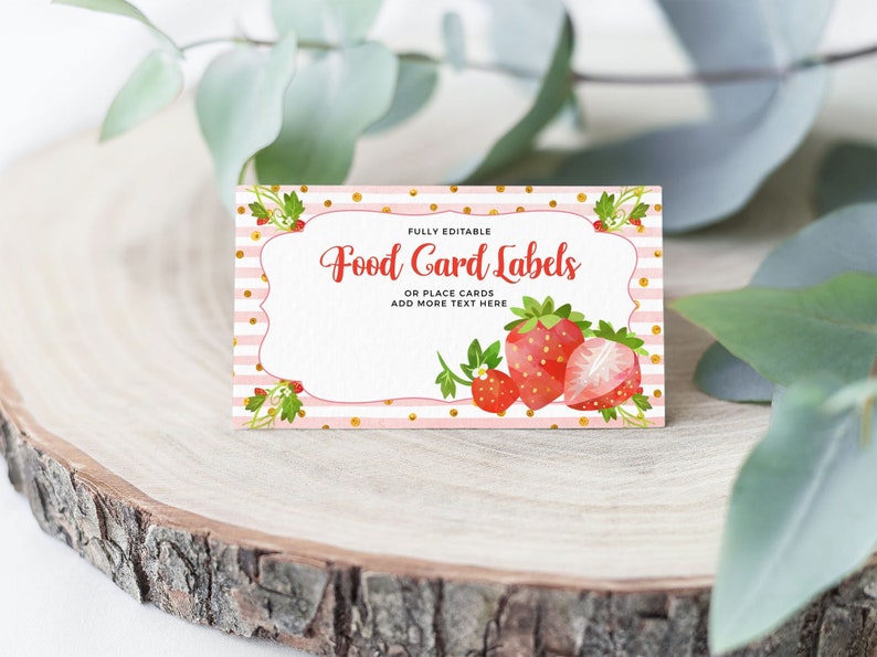 Editable Strawberry Place Cards Template Instant Download Table Name ...