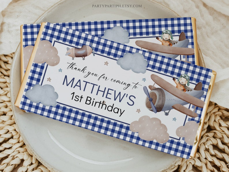 Editable Airplane Chocolate Label Template Instant Download Blue ...
