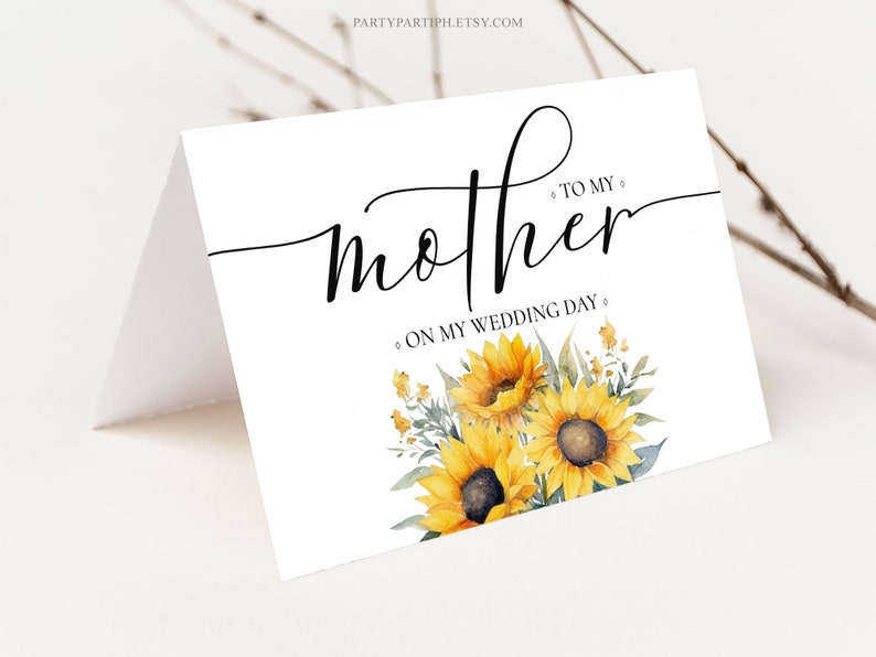 EDITABLE Sunflower Wedding Note Card Template to My Mother Note Card ...