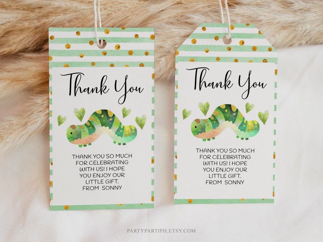 Buy Editable Caterpillar Birthday Thank You Tags Little Caterpillar ...